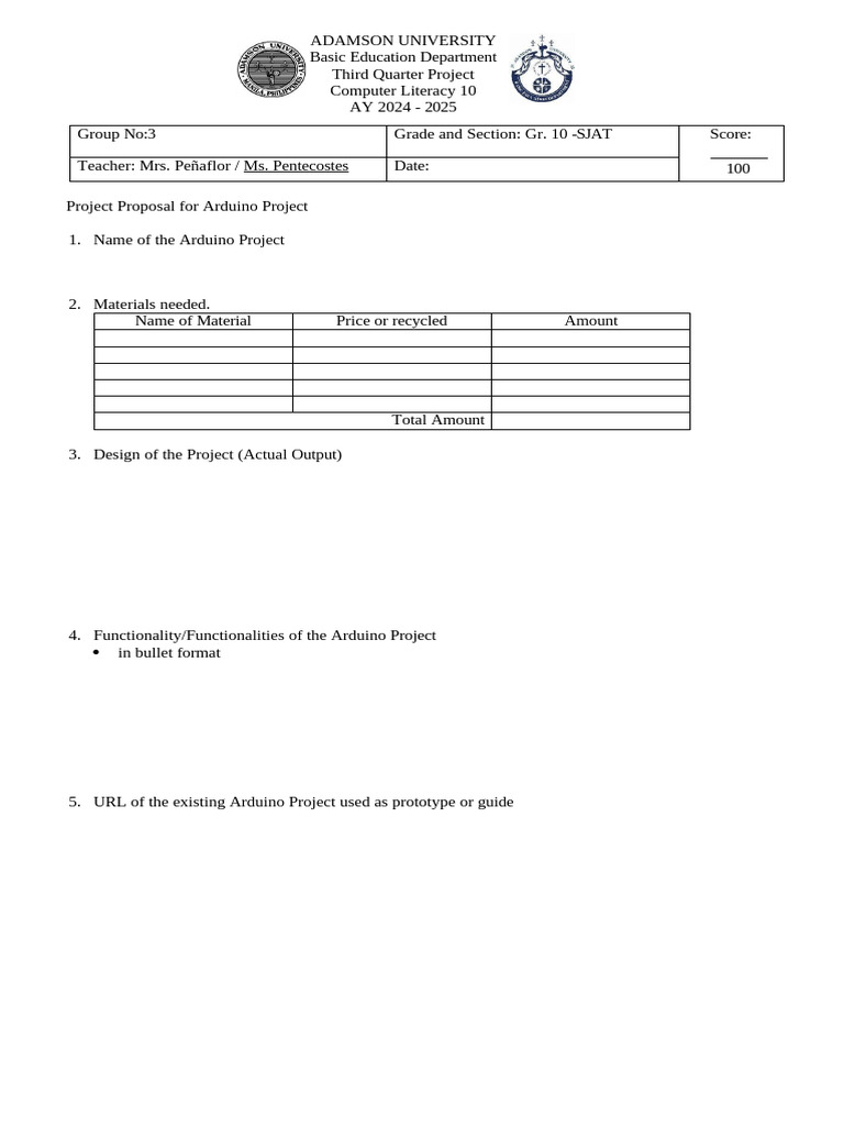 Arduino Project Proposal Guide | PDF