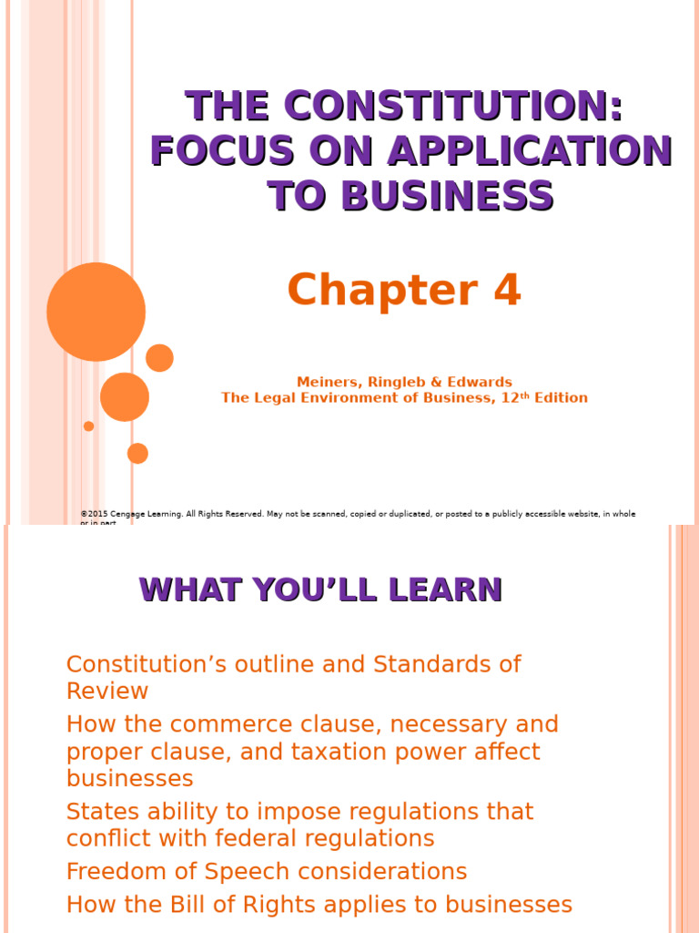 BUS 206 - Chapter Four Fall 2024 | PDF | Commerce Clause | Standard Of Review
