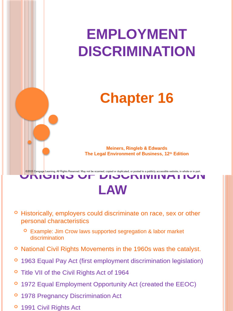 Employment Discrimination Laws Overview | PDF | Disparate Treatment ...