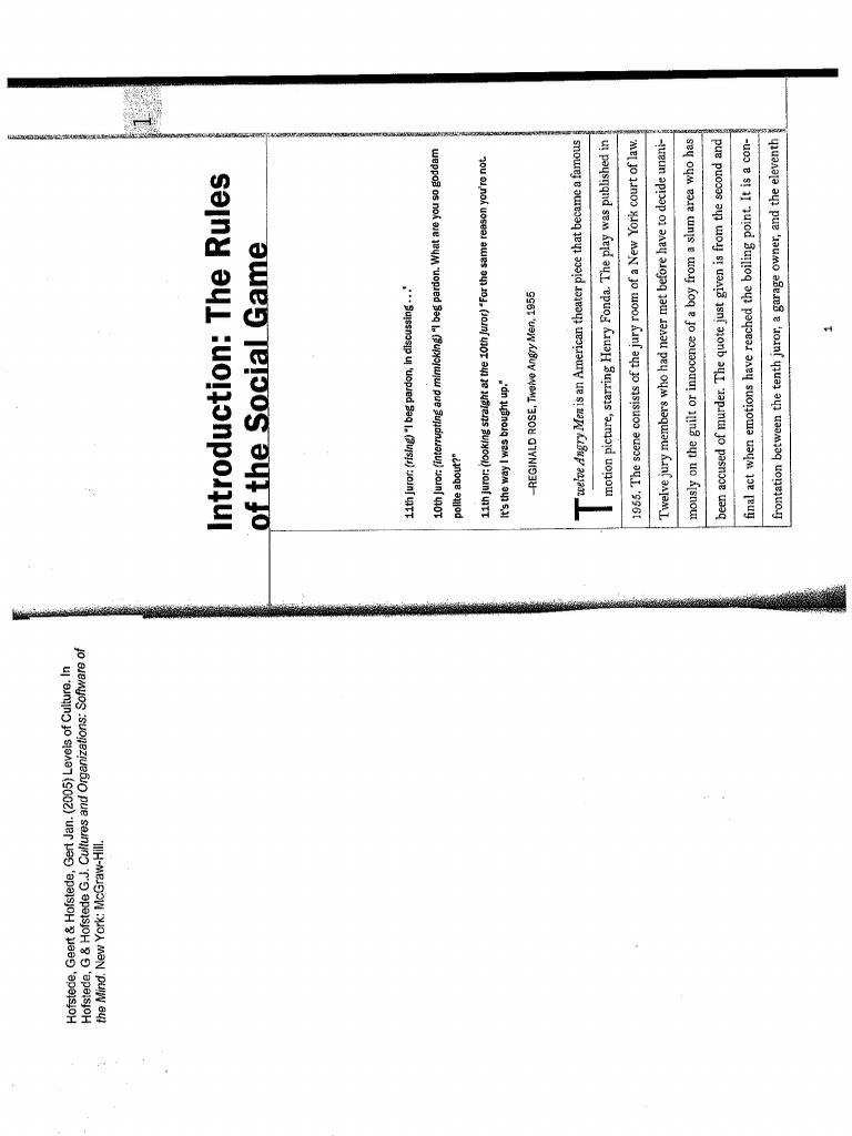 Hofstede Geert The Rules of The Social Game Week 1 | PDF