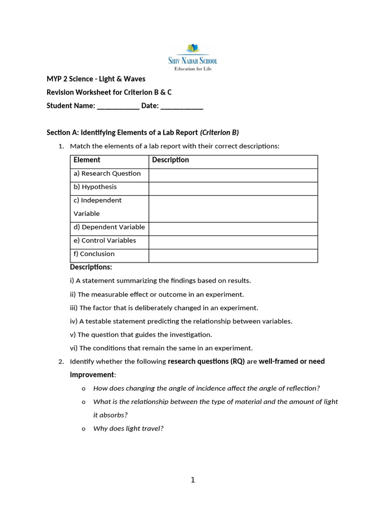 Answers To Revision Worksheet For Criterion B and C | PDF | Speed Of ...