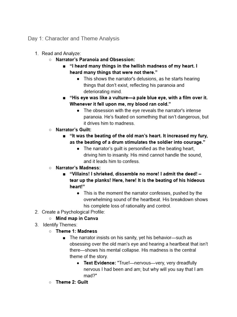 Tell-Tale Heart Project Overview | PDF | Insanity