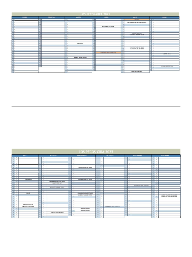 09012025-Cuadrante 2025-Los Pecos V3 (3) Fechas Publicas | PDF