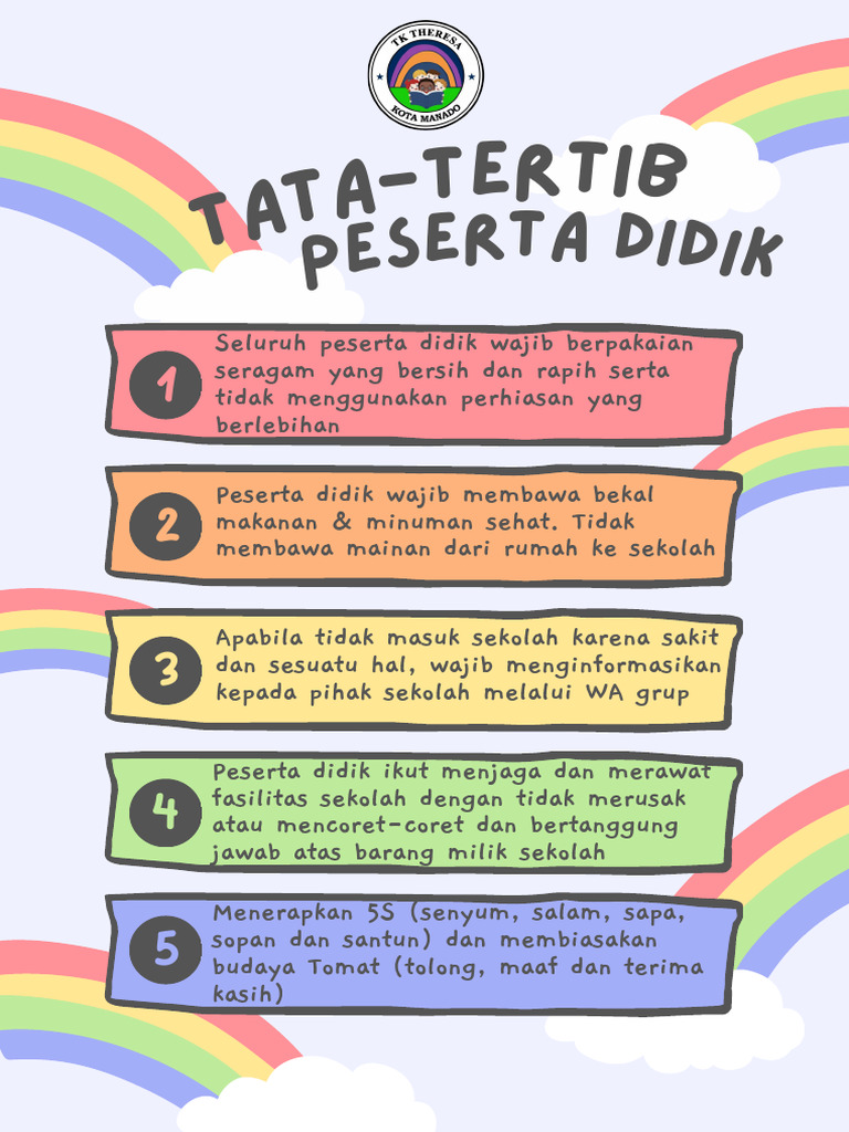 Playful Colourful Rainbow Classroom Rules Poster | PDF