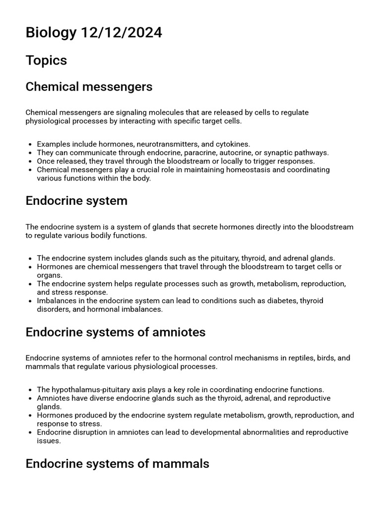 Biology-StudyGuide | PDF | Cell Signaling | Endocrine System