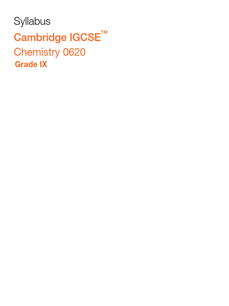 Chemistry Syllabus Igcse Grade Ix 2024 25 | PDF | Reaction Rate | Mole ...