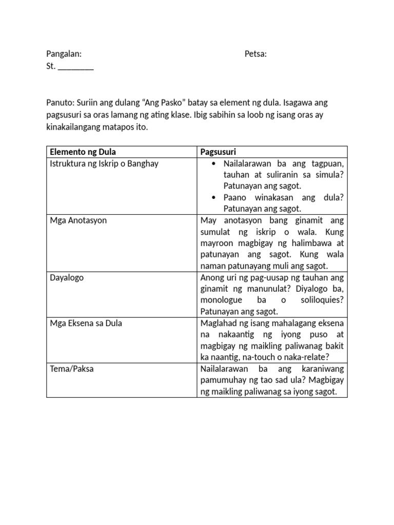 Pagsusuri NG Dula | PDF