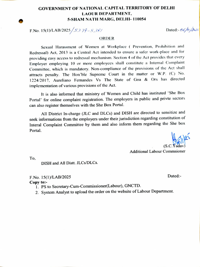 order-under-posh-act-in-nct-delhi | PDF