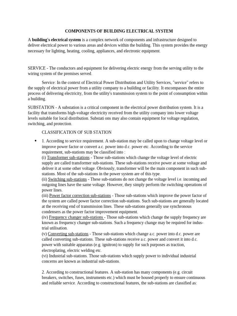 Components of Building Electrical System | PDF | Electric Power Distribution | Electric Power