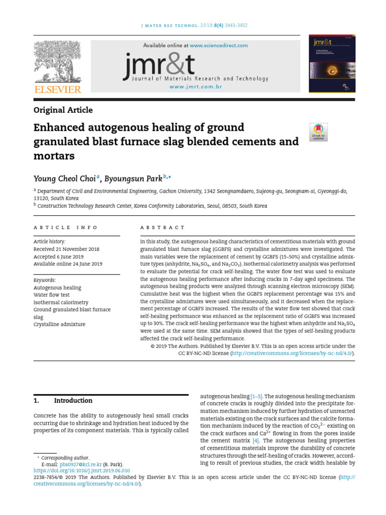 Enhanced Autogenous Healing of Ground Granulated Blast Furnace Slag ...