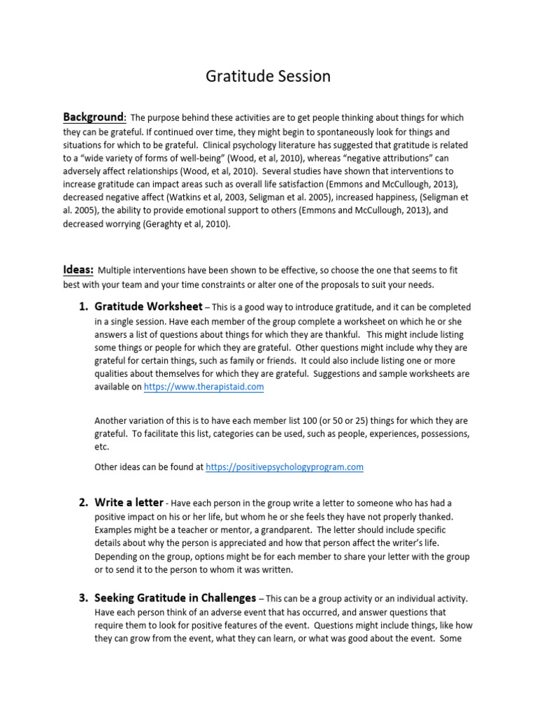 Effective Gratitude Activities Guide | PDF | Gratitude | Psychology