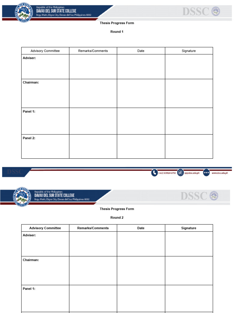 Thesis Progress Form Template | PDF