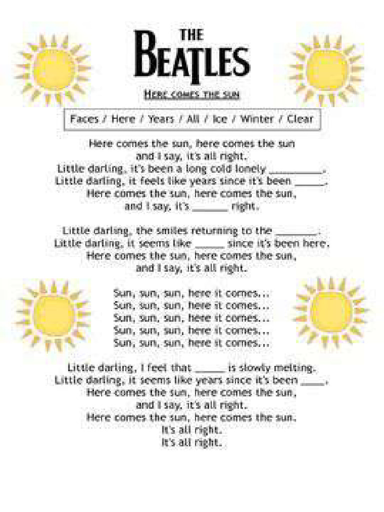 10 Printable Pop Song Gap Fill Worksheets! | PDF