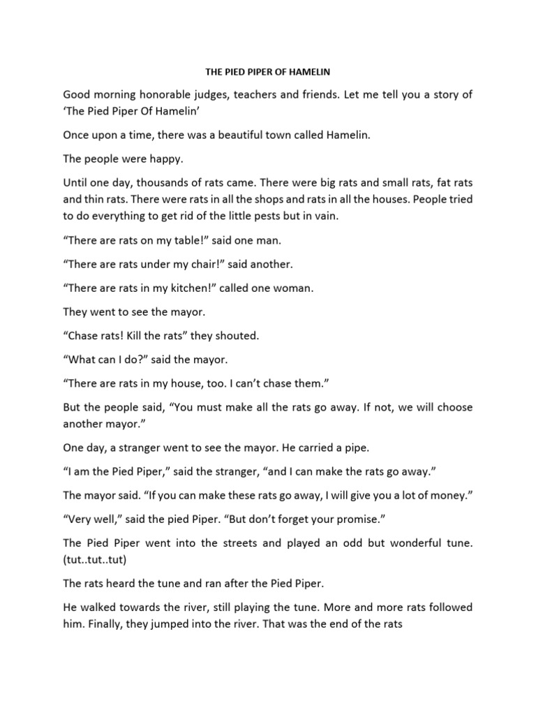 The Pied Piper of Hamelin Story | PDF