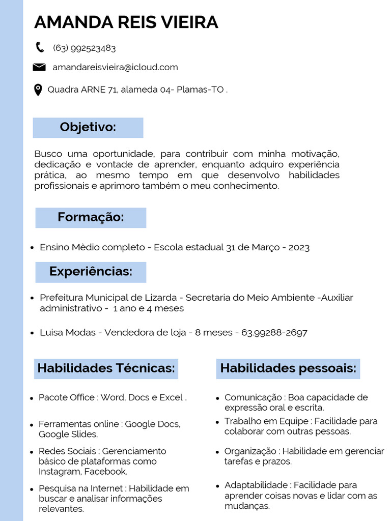 Curriculo - Amanda PDF | PDF