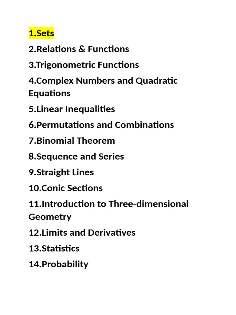 Math Topics for High Schoolers | PDF