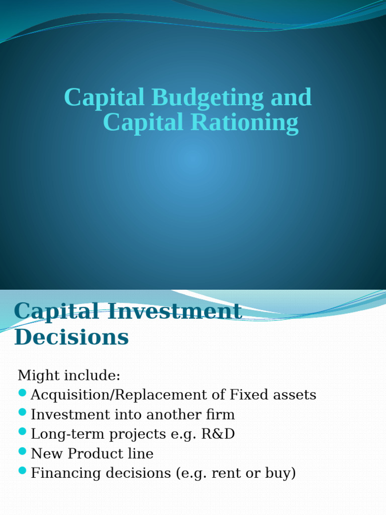 Capital Budgeting & Capital Rationing | PDF | Net Present Value | Internal Rate Of Return