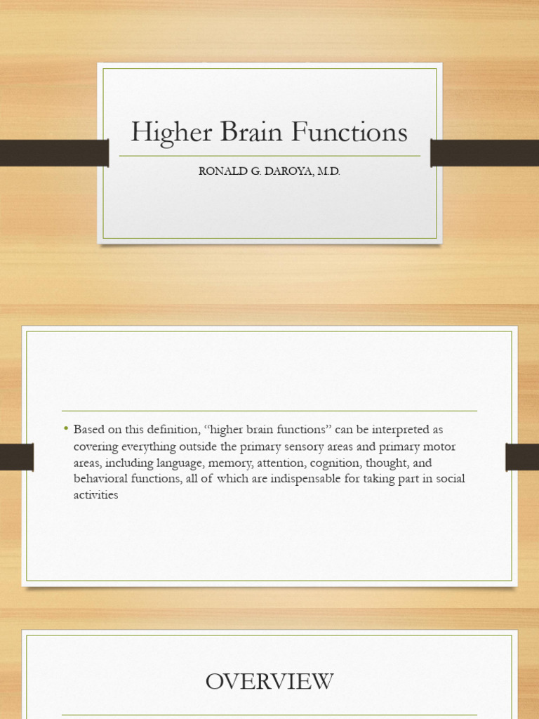 Higher Brain Functions | PDF | Amnesia | Lateralization Of Brain Function
