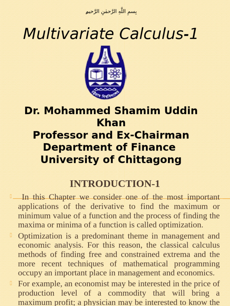 Multivariate Calculus 1 | PDF | Mathematical Optimization | Function (Mathematics)