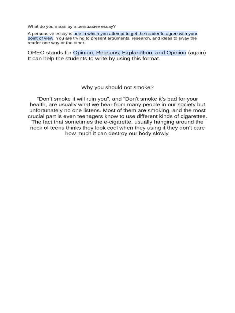 What Do You Mean by A Persuasive Essay | PDF