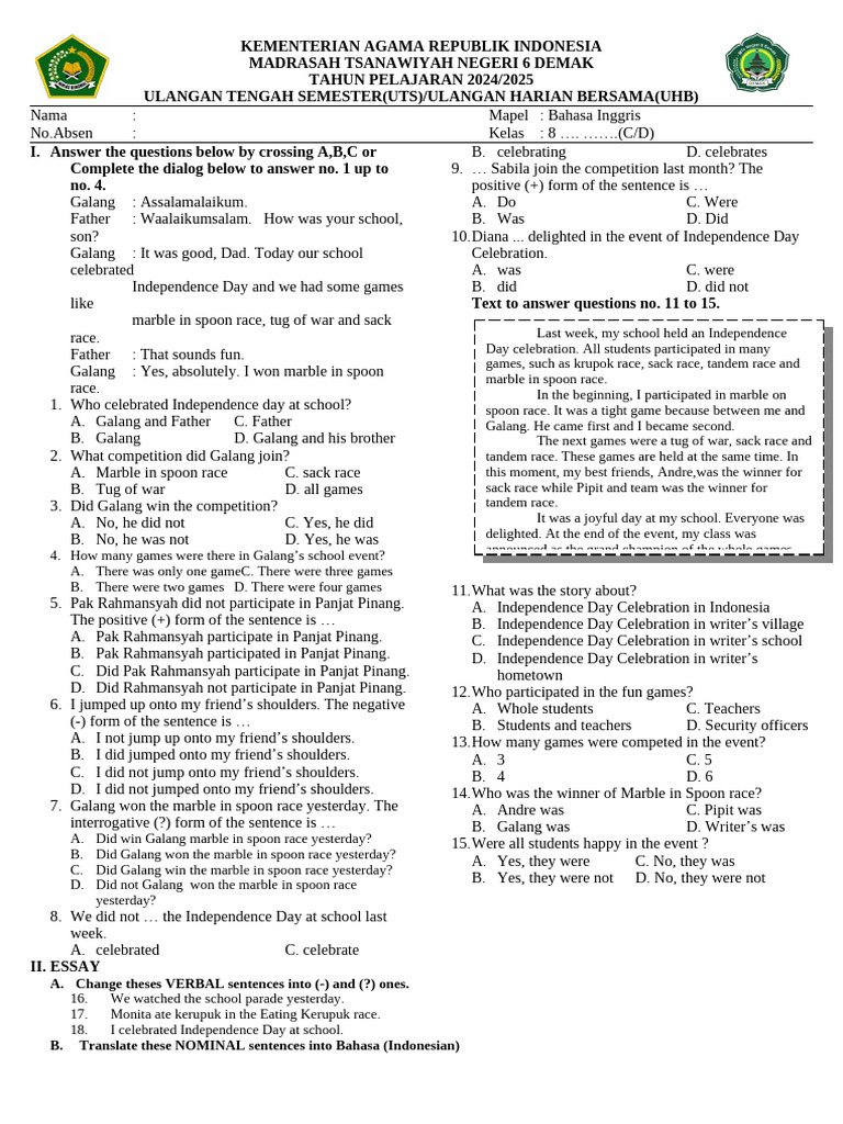 NASKAH SOAL UHB 2024 | PDF