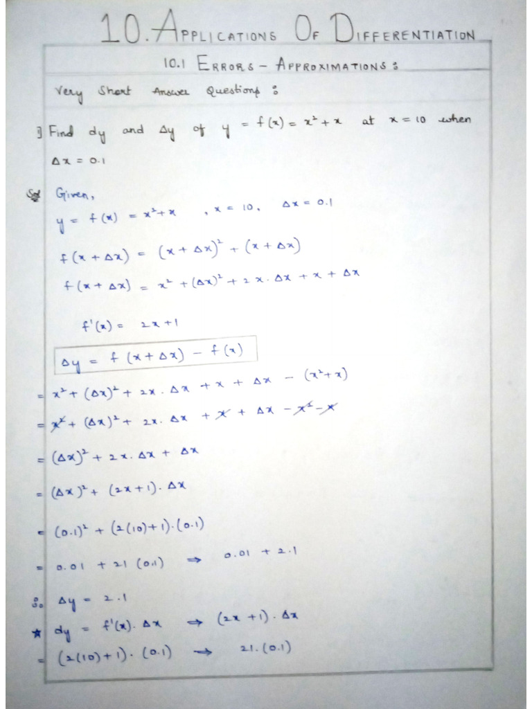 Applications Of Differentiation Pdf