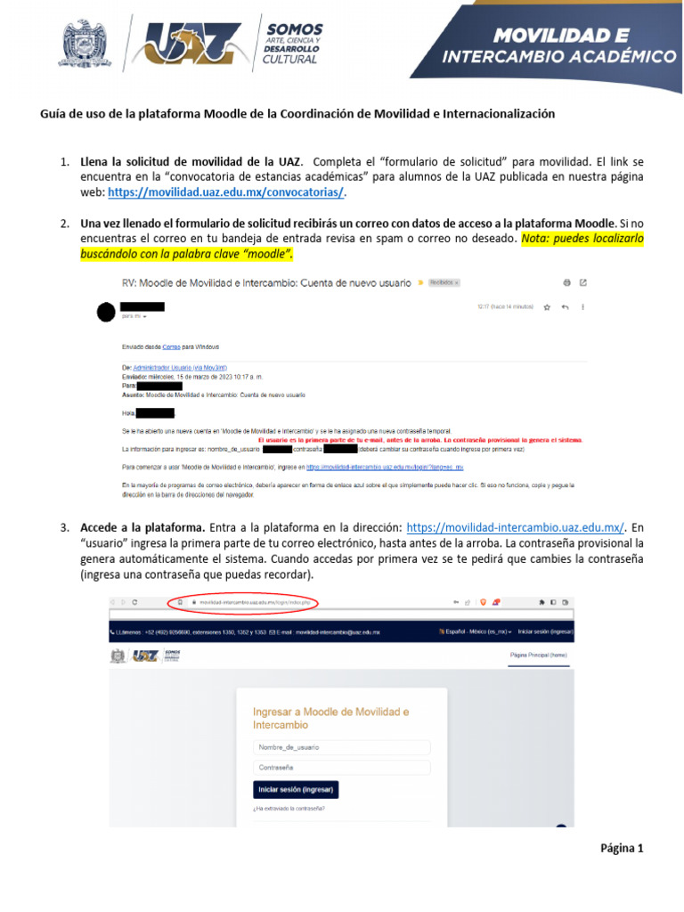 Guia de Uso de Plataforma Moodle | PDF | Moodle | Contraseña