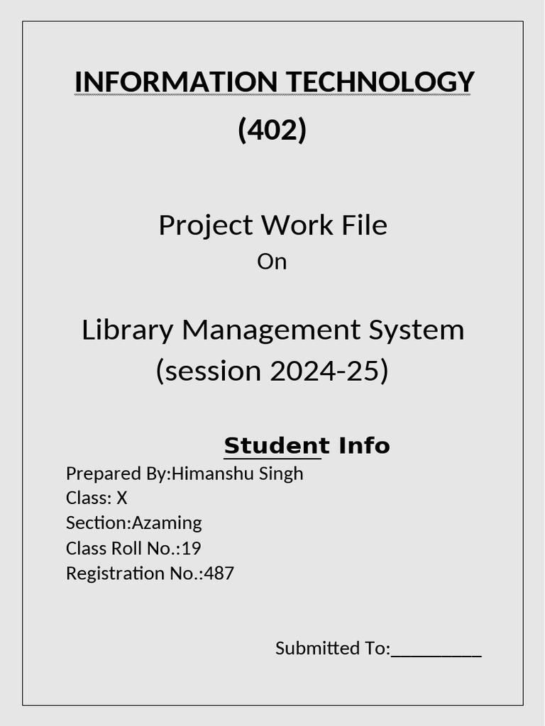 Himanshu Singh 10th A Library Management System | PDF | Libraries | Information Technology ...