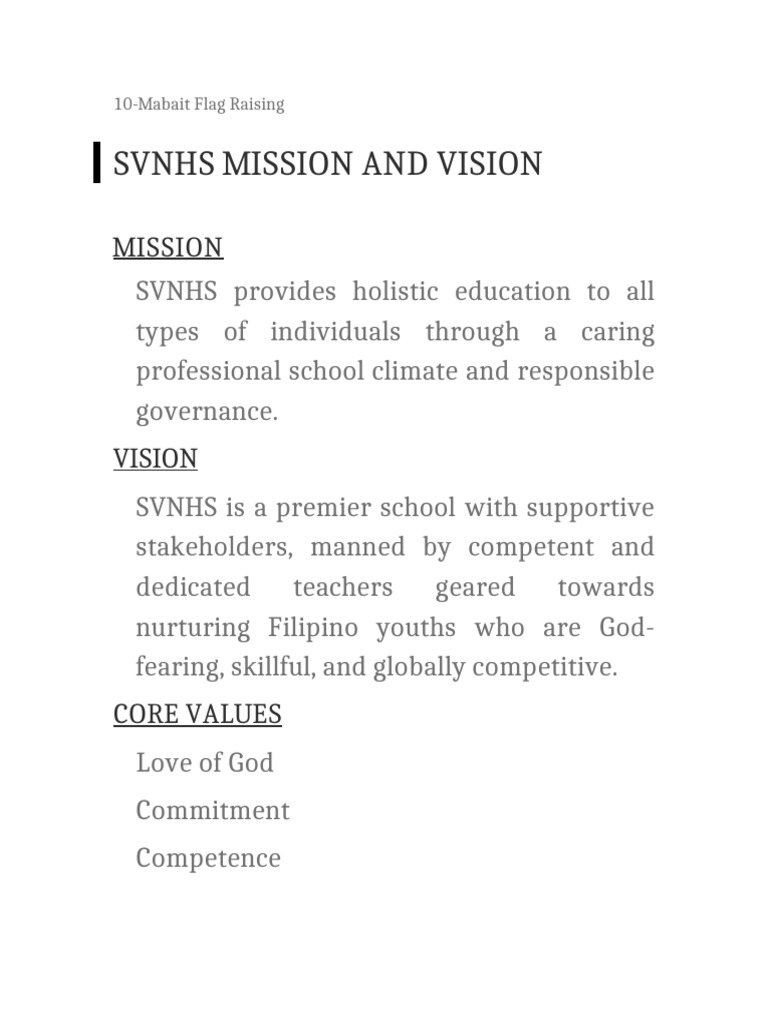 SVNHS Mission&Vision | PDF