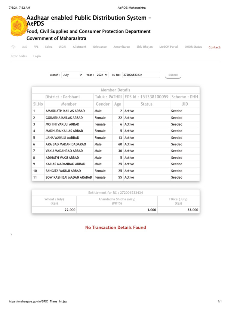 AePDS-Maharashtra | PDF | Government Of India | Economy Of India
