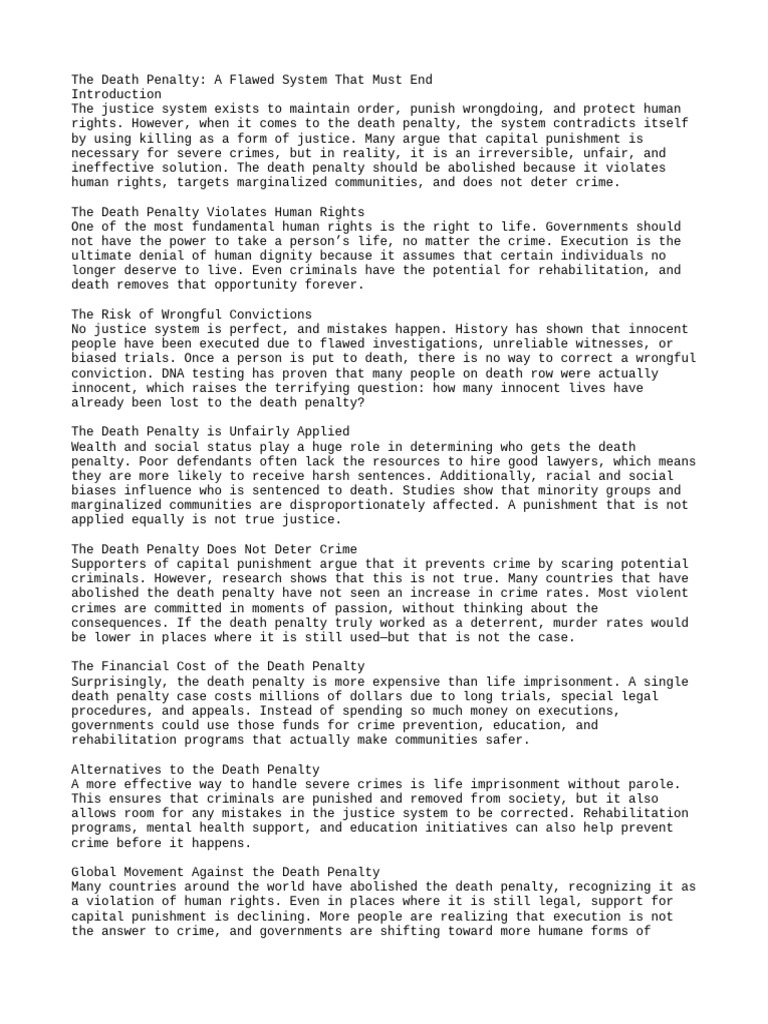 The Death Penalty - A Flawed System That Must End | PDF | Capital ...