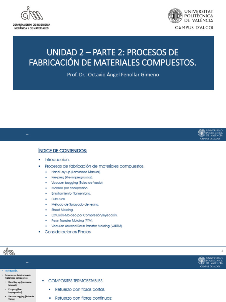 T2 - Parte 2 - Procesos de Fabricación de Materiales Compuestos | PDF | Material compuesto ...