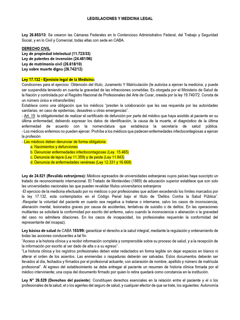 LEYES MEDICAS 2 | PDF | Historial médico | Transplante de organo