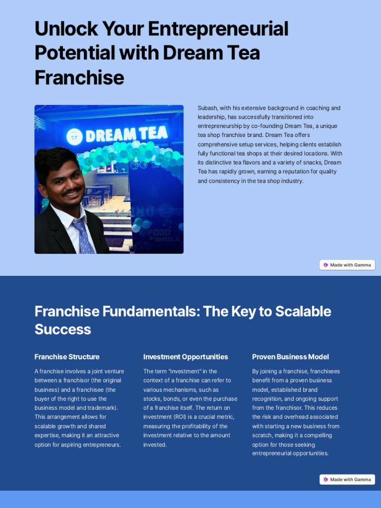 Unlock Your Entrepreneurial Potential With Dream Tea Franchise | PDF ...