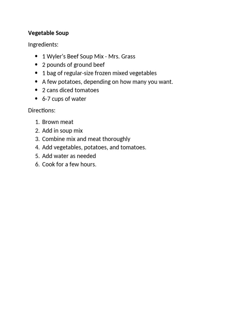 Vegetable Soup | PDF