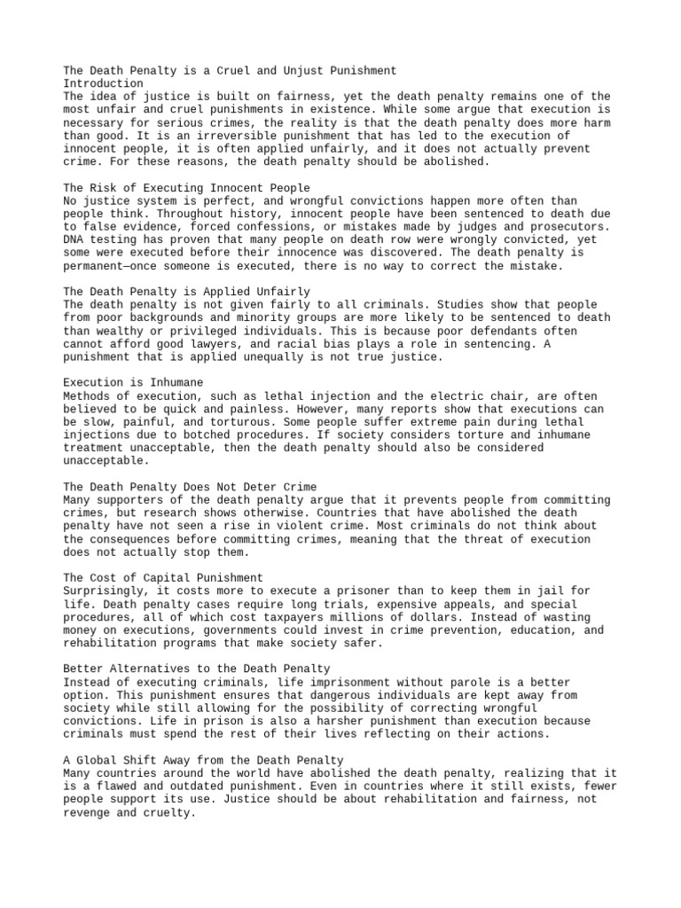 The Case Against the Death Penalty | PDF | Capital Punishment ...