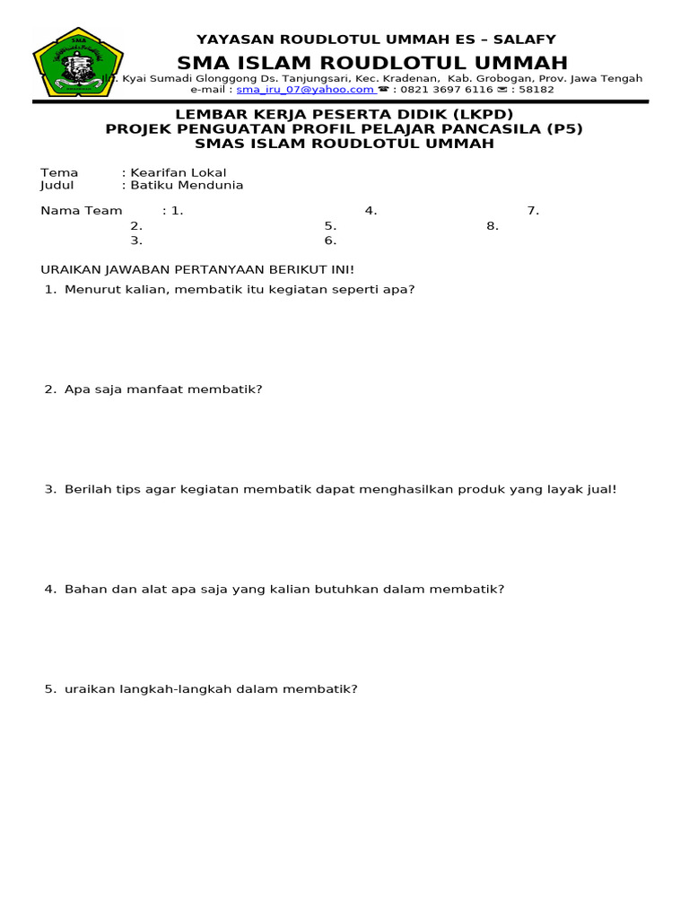LKPD Membatik | PDF