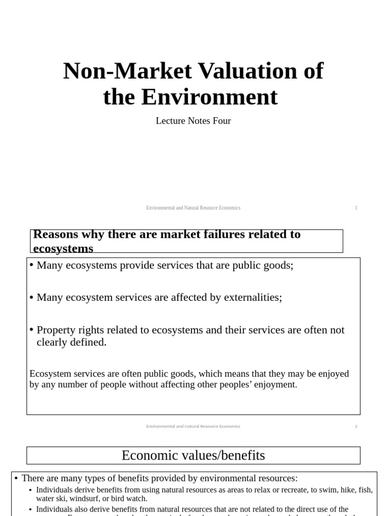 Non-Market Valuation in Environmental Economics | PDF | Valuation ...