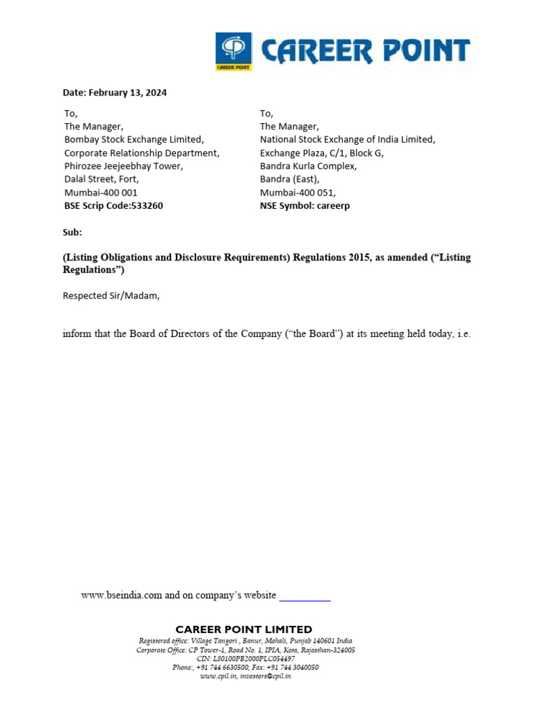 CPL Results PR Q3fy2023 24 | PDF | Audit | Expense