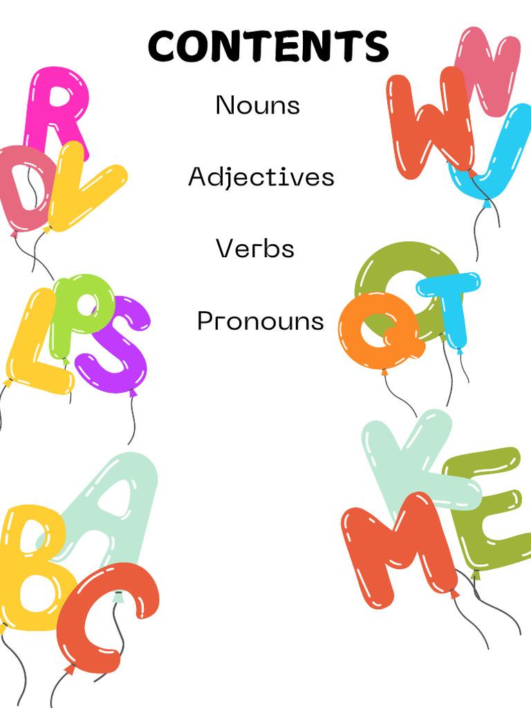 CONTENTS Nouns Adjectives Verbs Pronouns | PDF