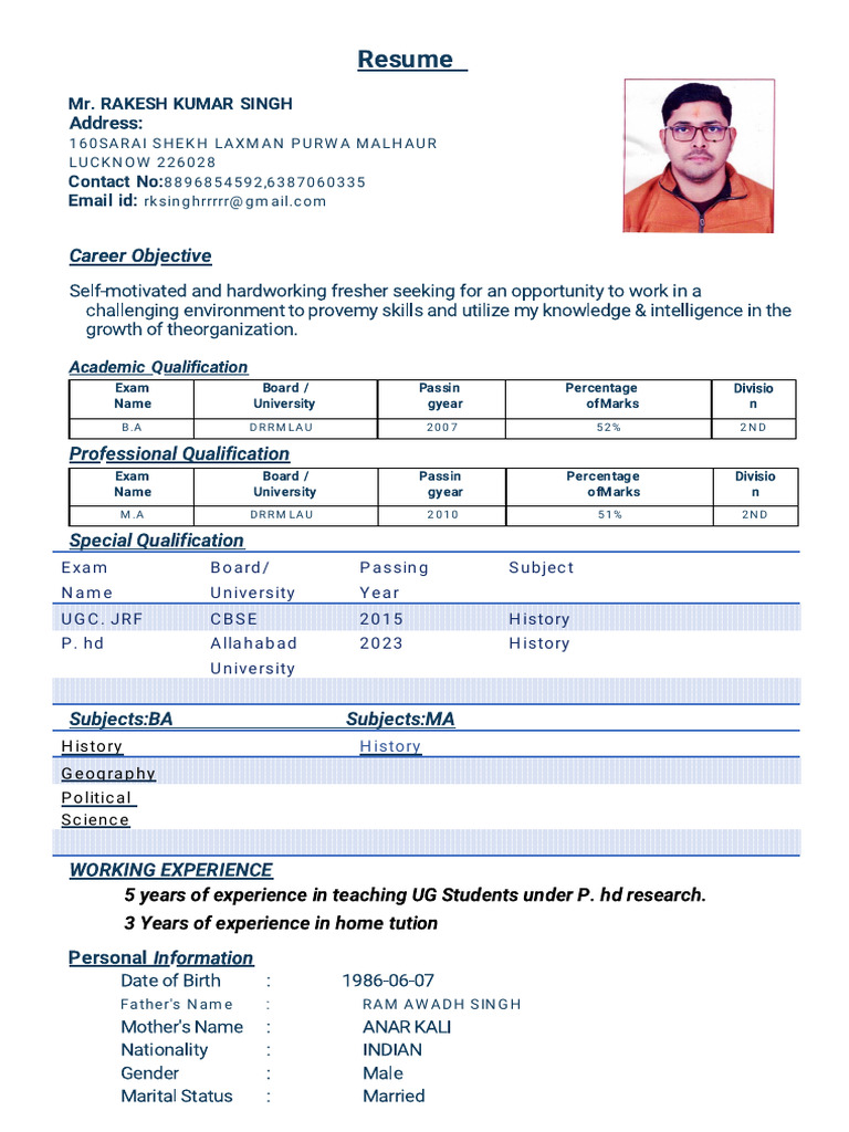 Rakesh Kumar Singh Resume Overview | PDF