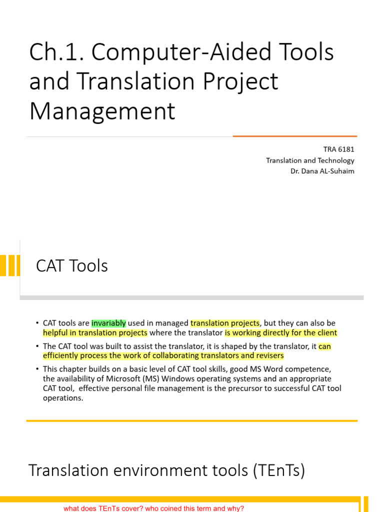 PPT. Ch1 Computer-Aided Translation Tools and Translation Project Management | PDF | Computer ...