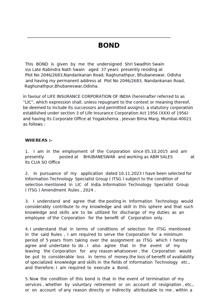 ITSG Bond 2 | PDF | Damages | Bonds (Finance)