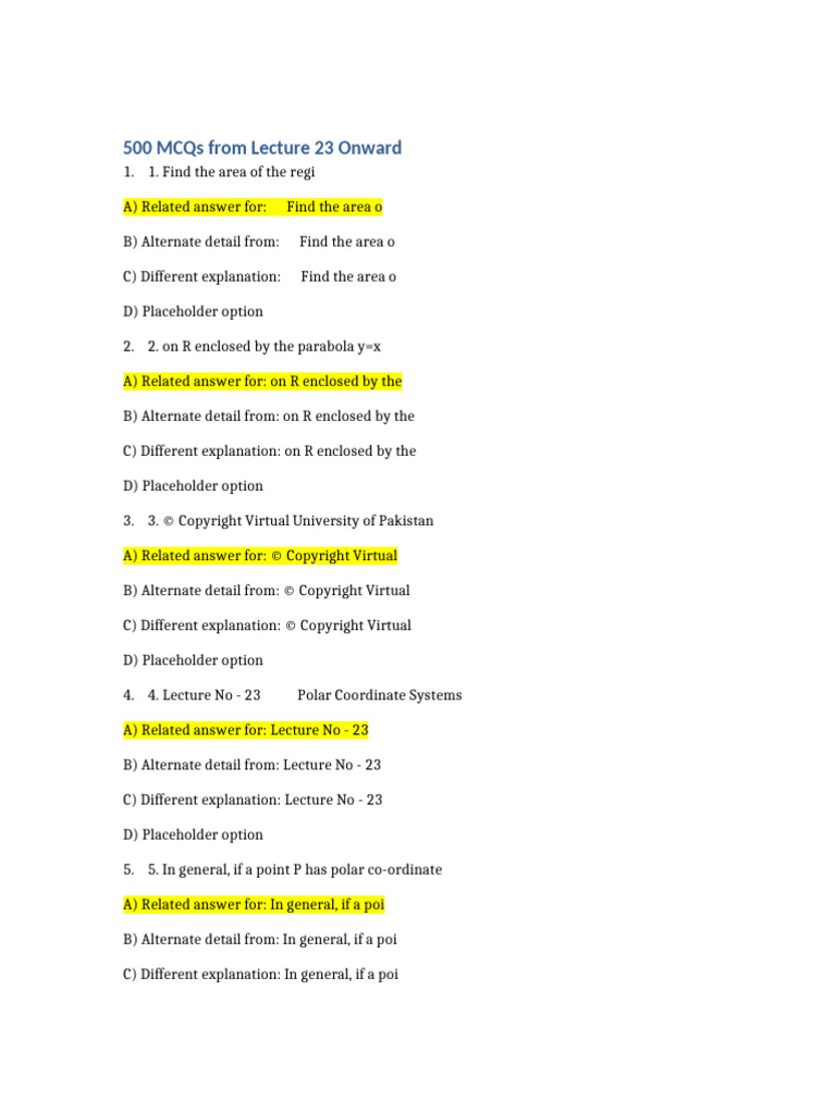MTH301_MCQs (2) | PDF | Rotation | Coordinate System