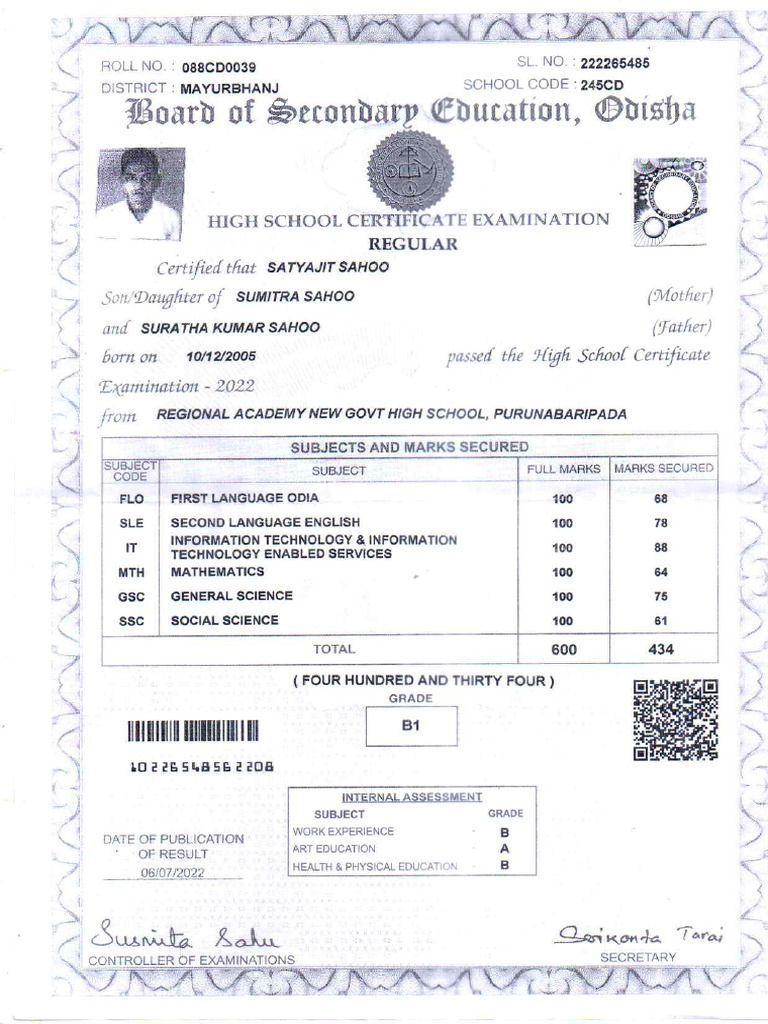 10th certificate | PDF