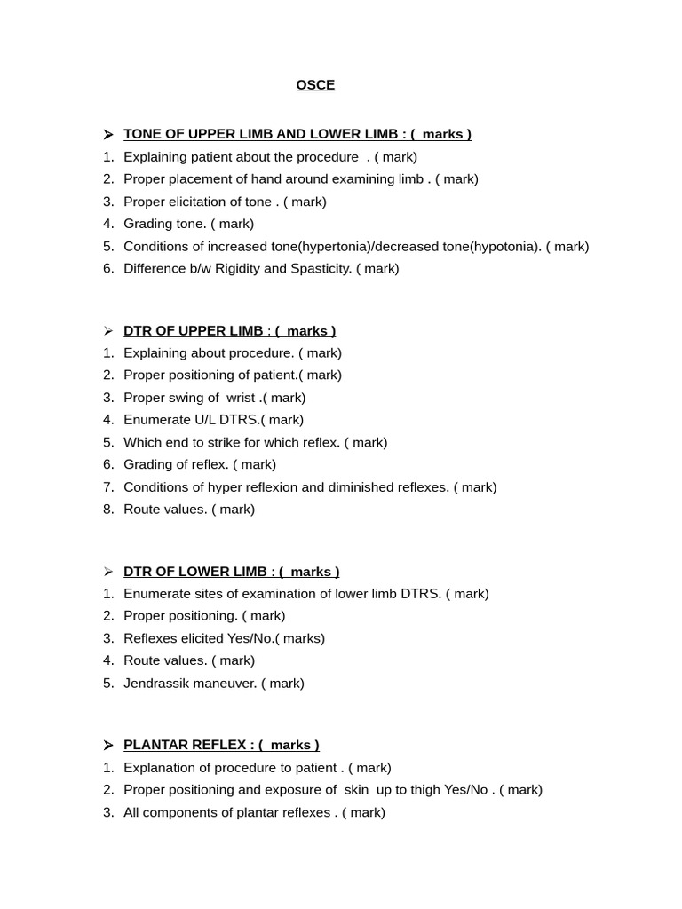 CNS OSCE | PDF | Human Anatomy | Diseases And Disorders
