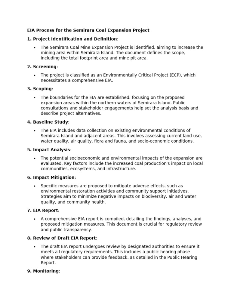Typical EIA Process Steps That Relate To The Semirara Coal Expansion ...
