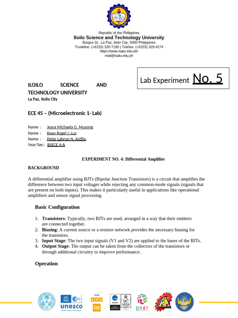 Laboratory-Activity - 5 With Sim and Discussion | PDF | Amplifier | Bipolar Junction Transistor