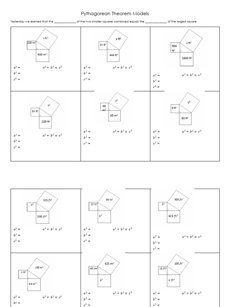 _Pythagorean Theorem Models - Guided Practice (1) | PDF | Pythagoras