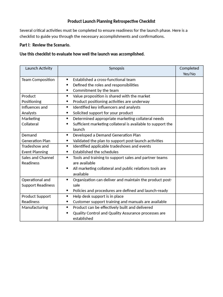 Product-Launch-Planning-Retrospective-Checklist | PDF | Marketing ...